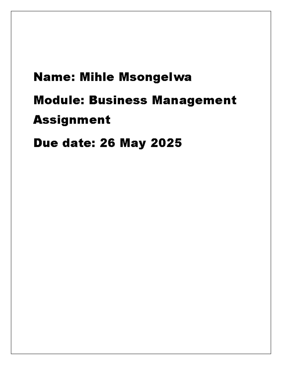 BMNG5121 Business Management Assignment: Anathi's Entrepreneurial ...