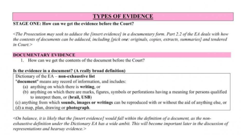 Types of Evidence: Adducing Documentary Evidence in Court - Studocu