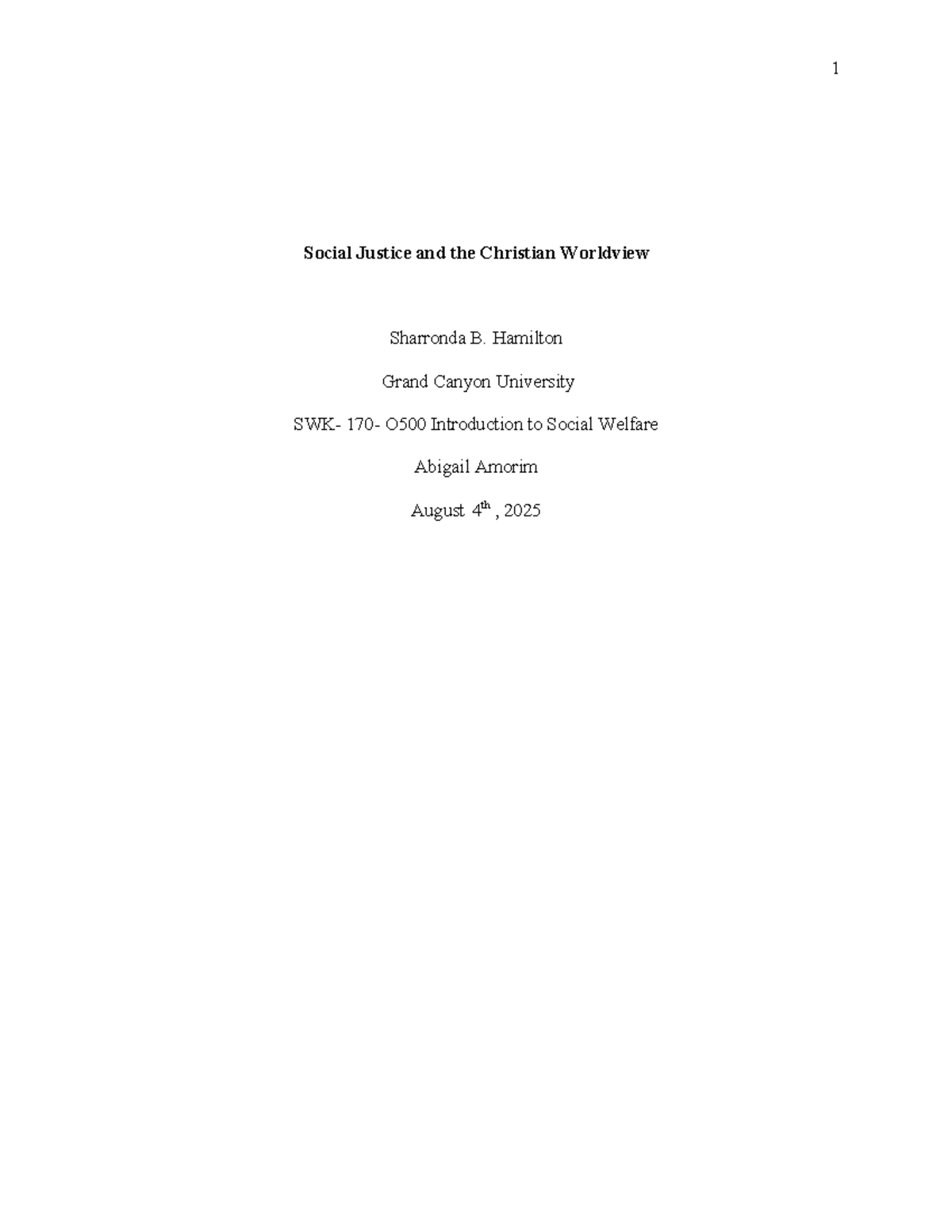 O500 Social Justice and the Christian Worldview: A Study Guide - Studocu