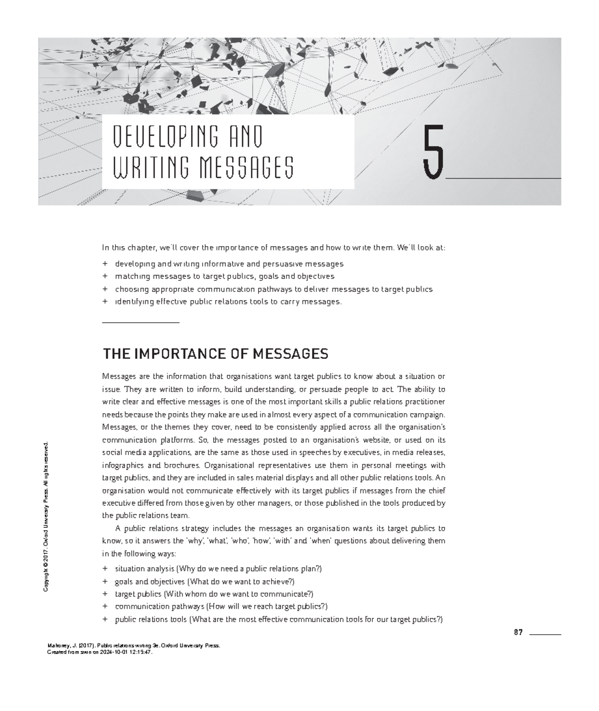 Public Relations Writing 3e - Chapter 5: Crafting Effective Messages ...