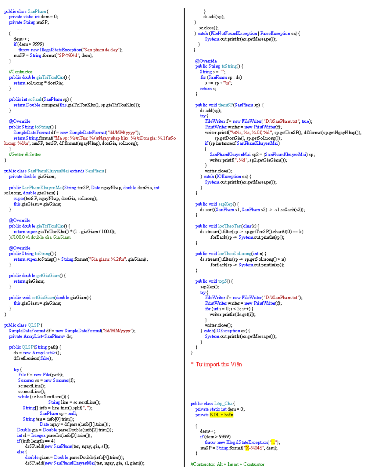 OOP-GK: Class Implementation and Product Management Notes - Studocu
