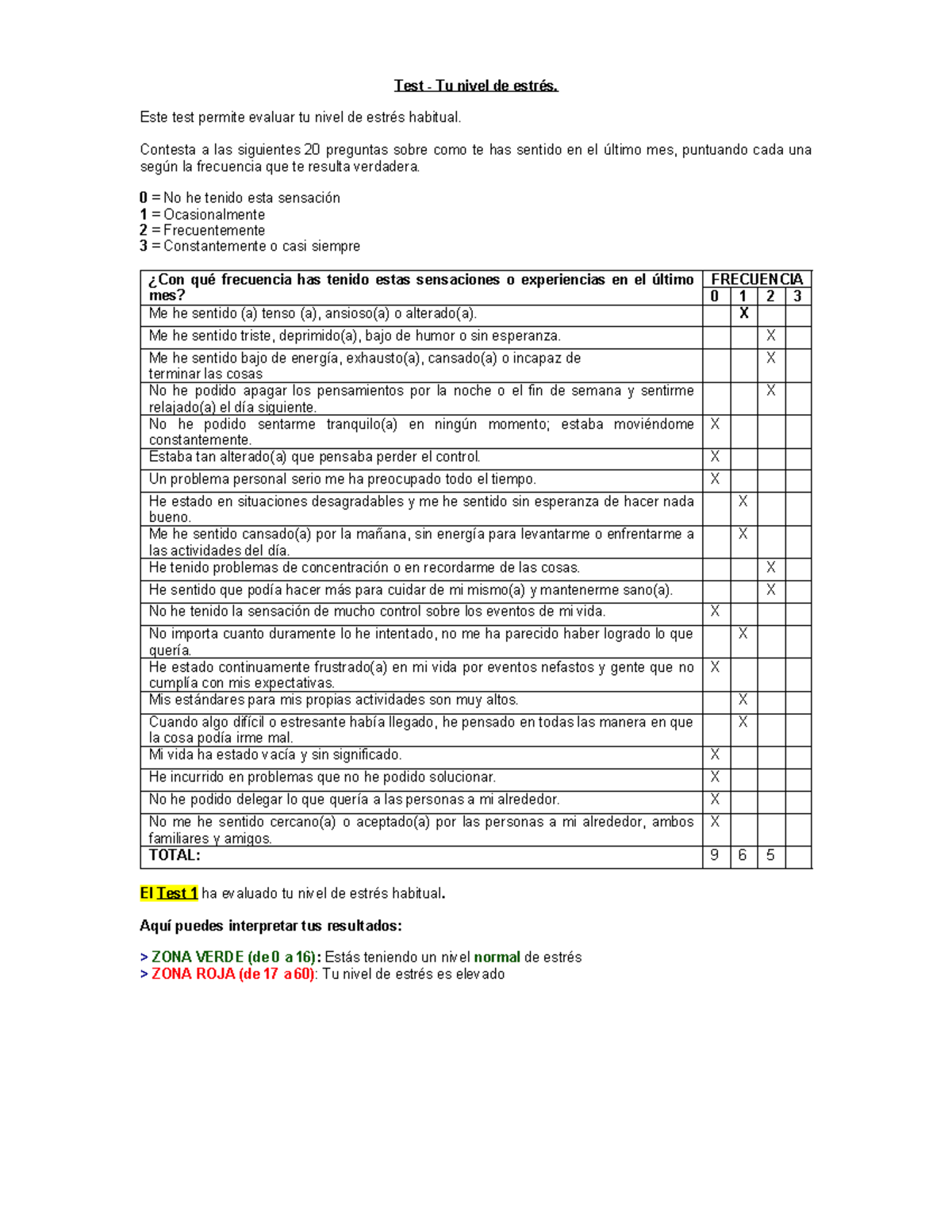 Test Medicion Estres - sss - Test - Tu nivel de estrés. Este test ...