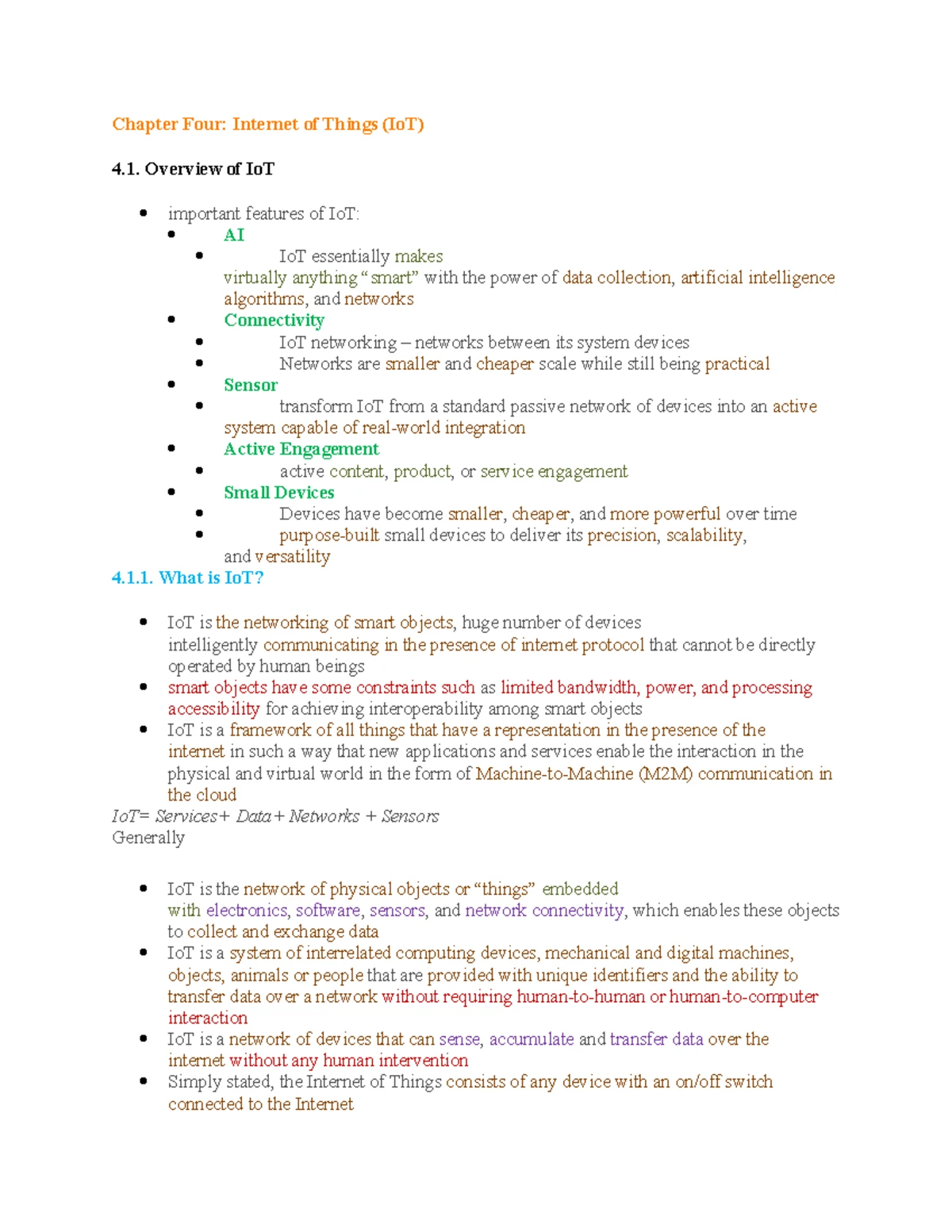 Chapter Four - internet of Things ( IoT) - Chapter Four: Internet of Things (IoT) Overview of ...
