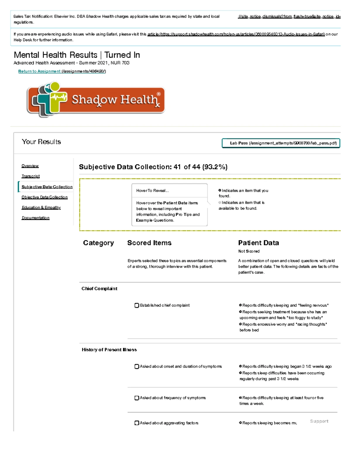 Shadow Health Focused Exam: Pain- Care Plan Data; Patient: Edward ...