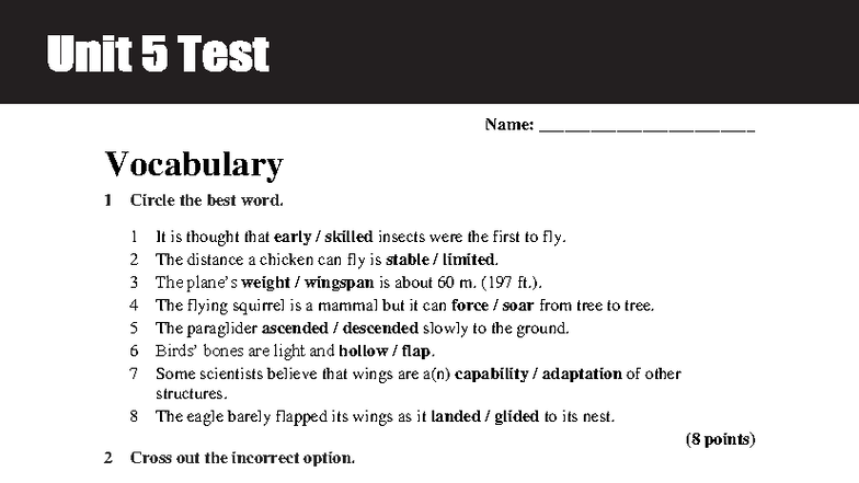 Impact Level 3 Unit 5 Vocabulary & Grammar Test - Studocu