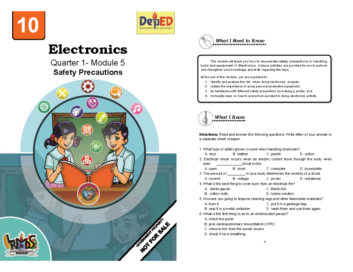 Electronics Q1 M5: Essential Safety Precautions and Guidelines - Studocu