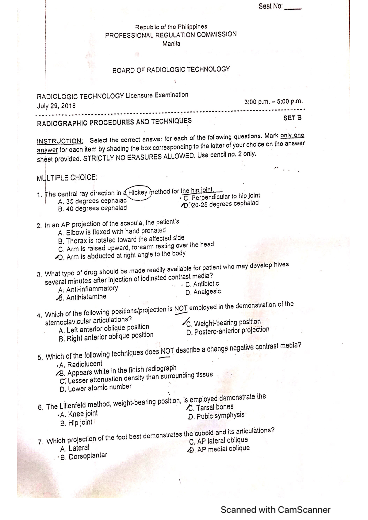 Radiologic Tech Licensure Exam 2018: Set B Possible Exam Questions ...