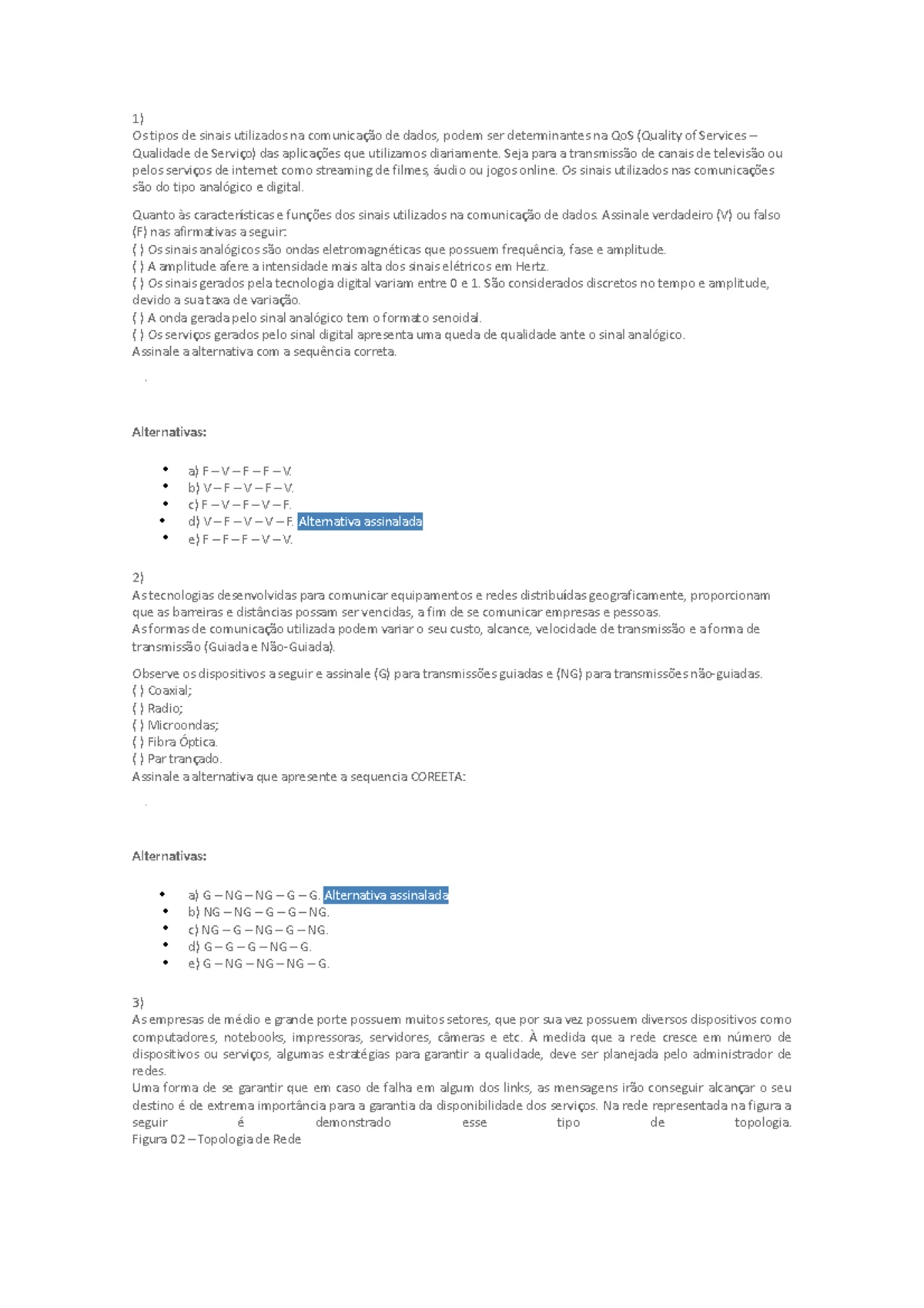 Questionário de Atividades Teleaula Rede de Computadores - Unidade 3 - Studocu