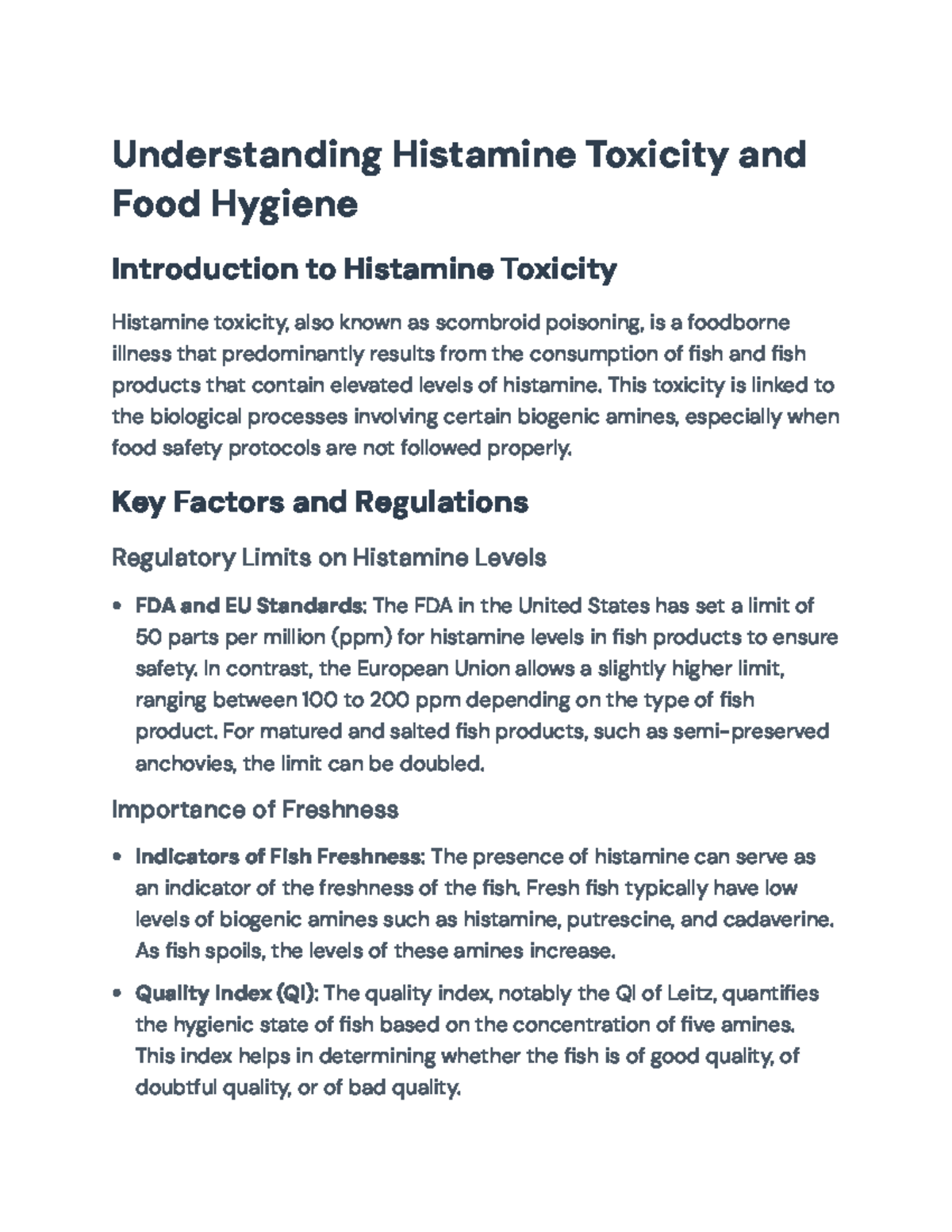 Histamine Toxicity: Impacts, Regulations & Control Measures in Food ...