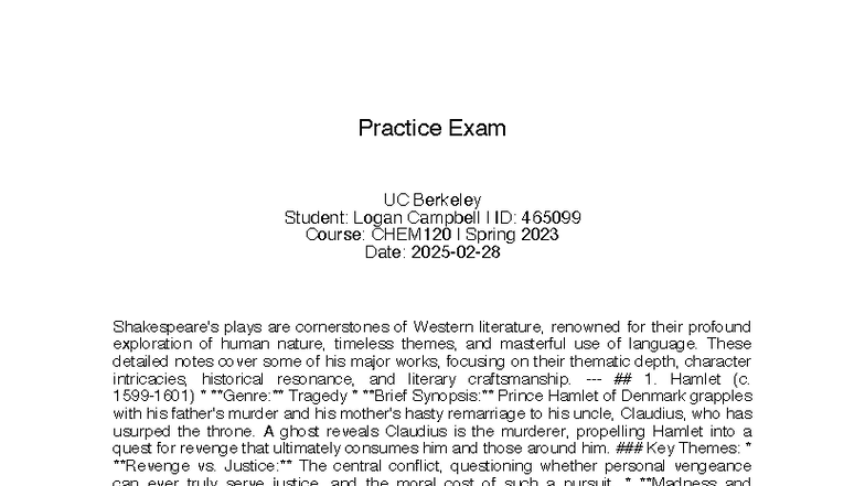 Practice Exam Notes for CHEM120 - UC Berkeley Spring 2023 - Studocu