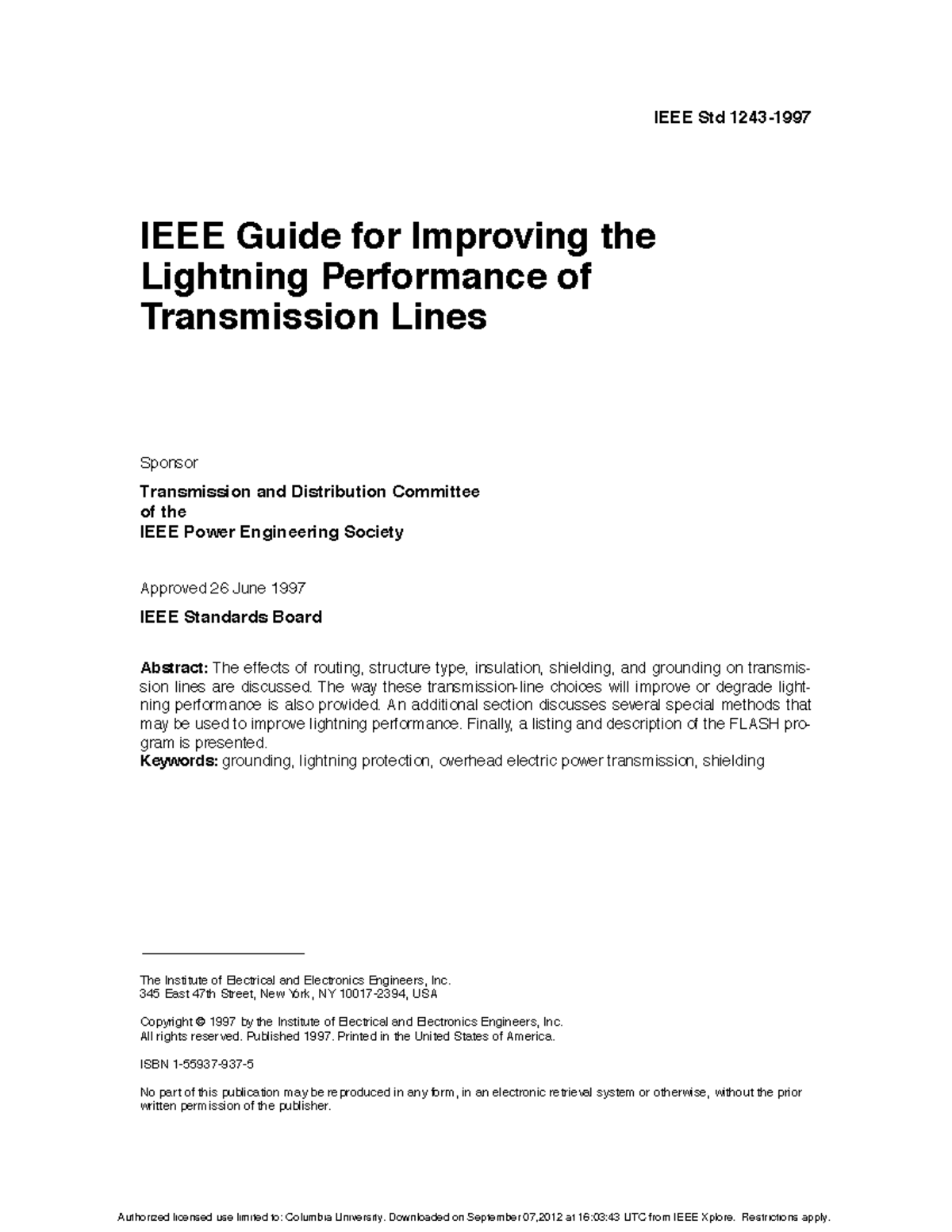 12431997-1997 - IEEE 1243 - The Institute of Electrical and Electronics ...