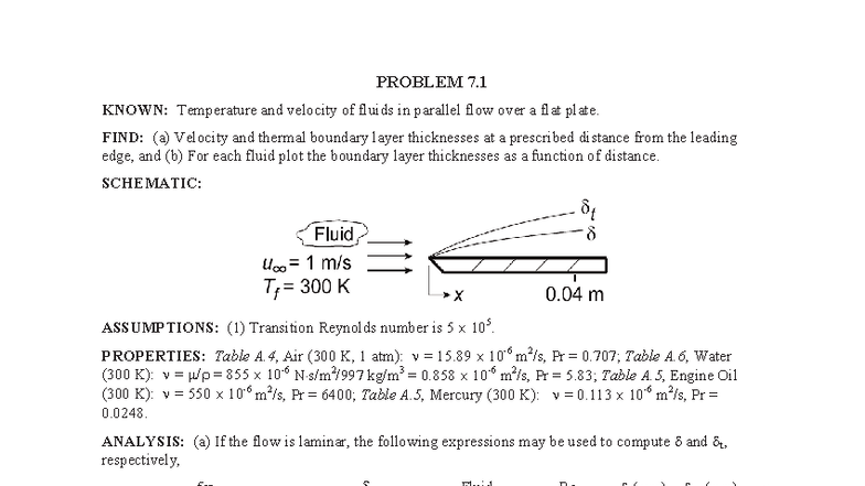 Heat Transfer Solutions for Fluid Flow Over Flat Plates (ENGR 7) - Studocu
