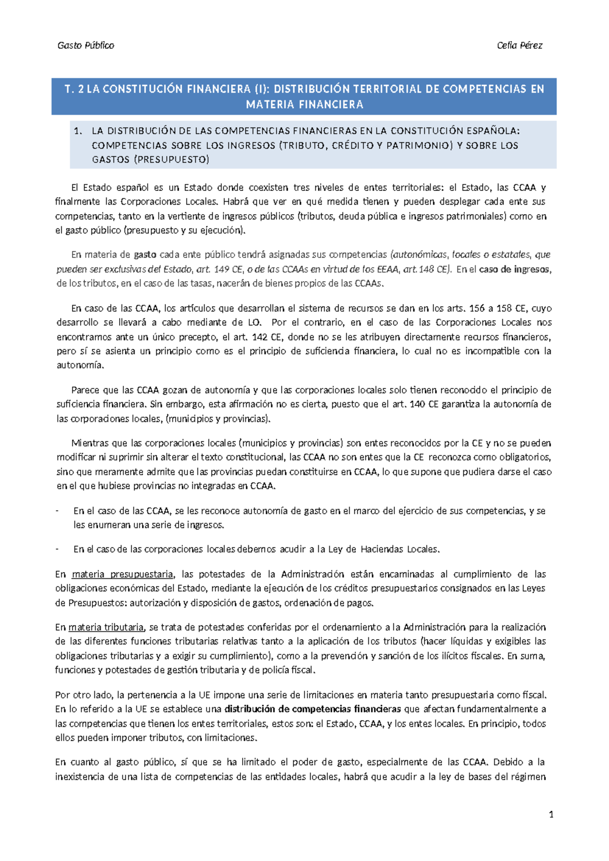 Gasto Público y Competencias Financieras en la Constitución Española ...