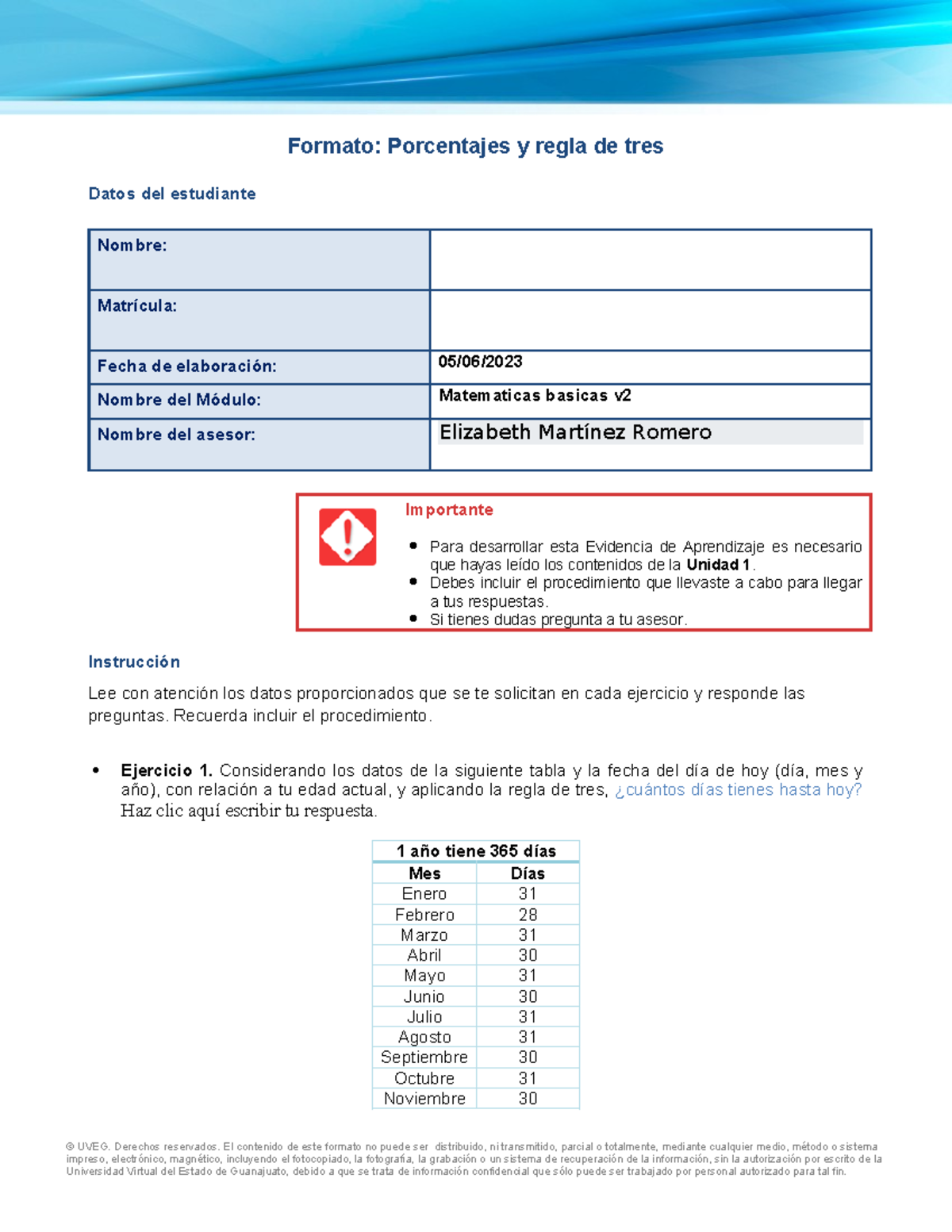 Formato: Ejercicios de Porcentajes y Regla de Tres - Matemáticas ...