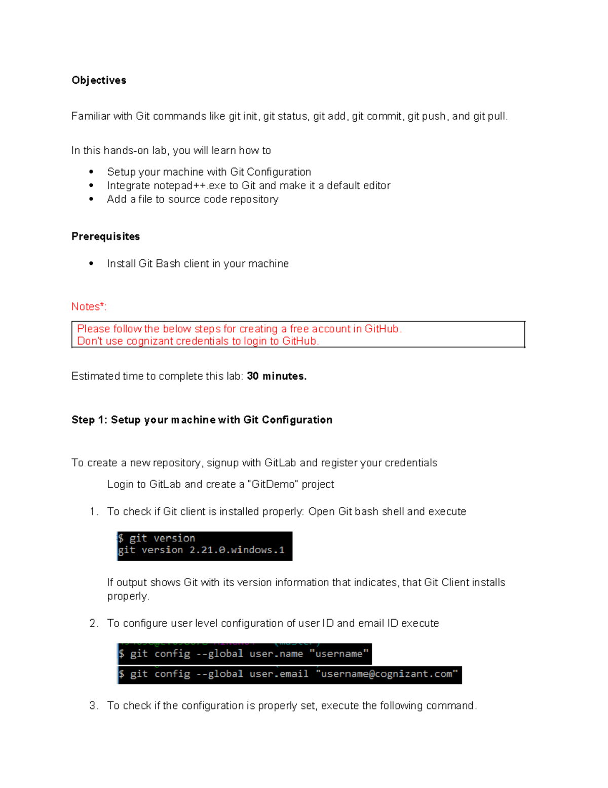 Git Lab: Hands-On Learning (HOL) with Git Commands and Setup - Studocu