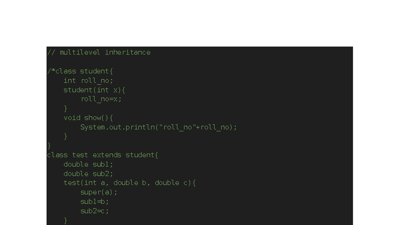 Multilevel Inheritance in Java: Concepts and Implementation - Studocu