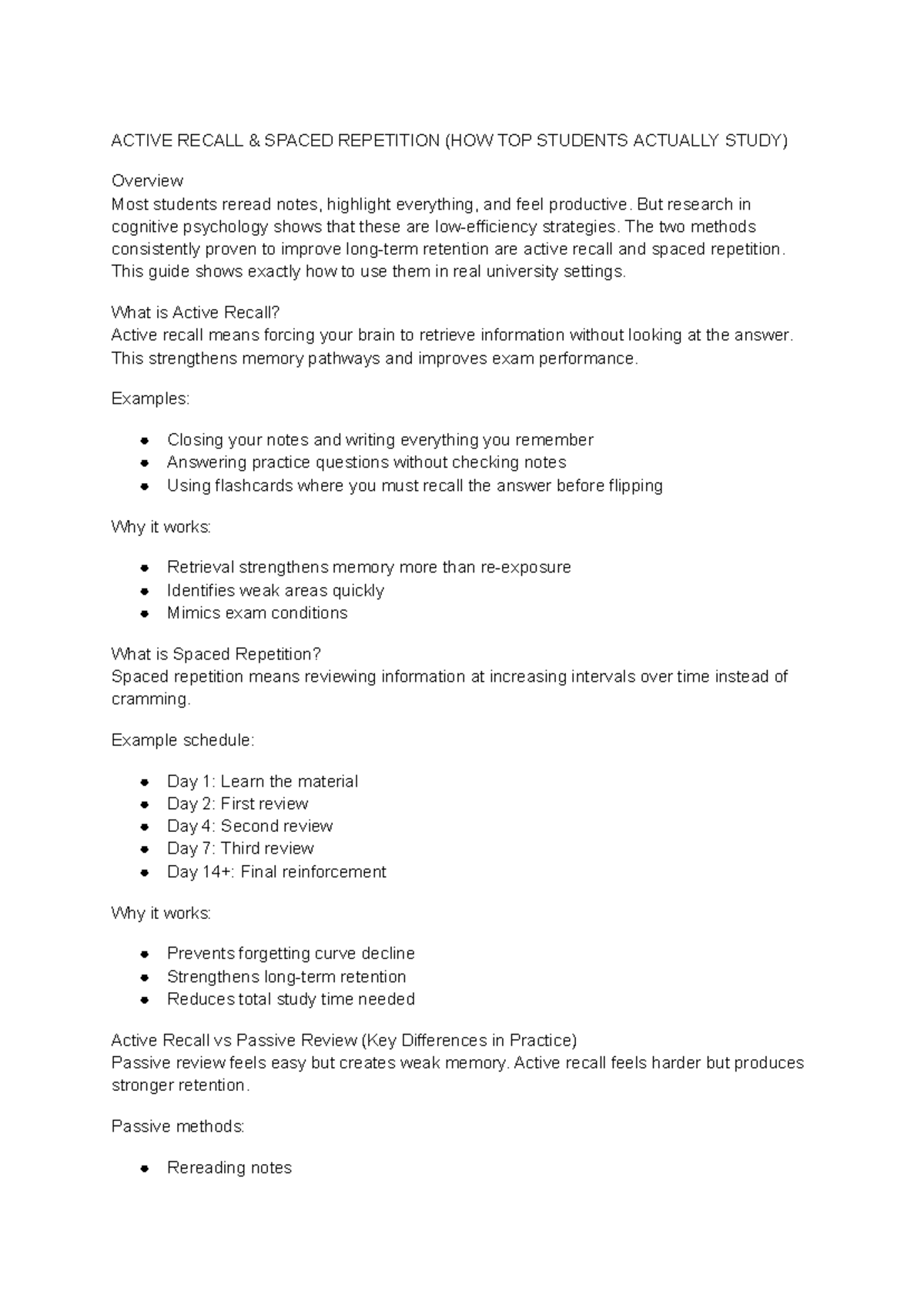 Active Recall & Spaced Repetition Study Guide for Effective Learning ...