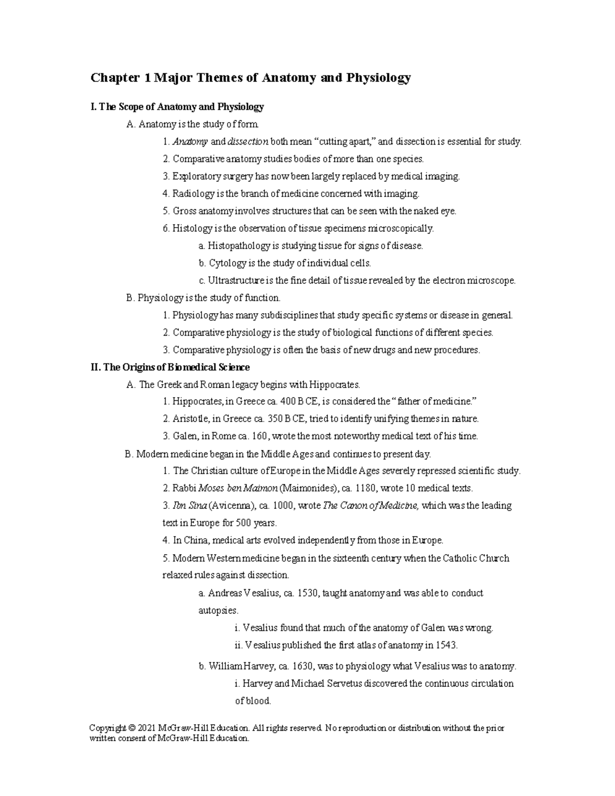 Chapter 1: Major Themes in Anatomy and Physiology (BIO101) - Studocu