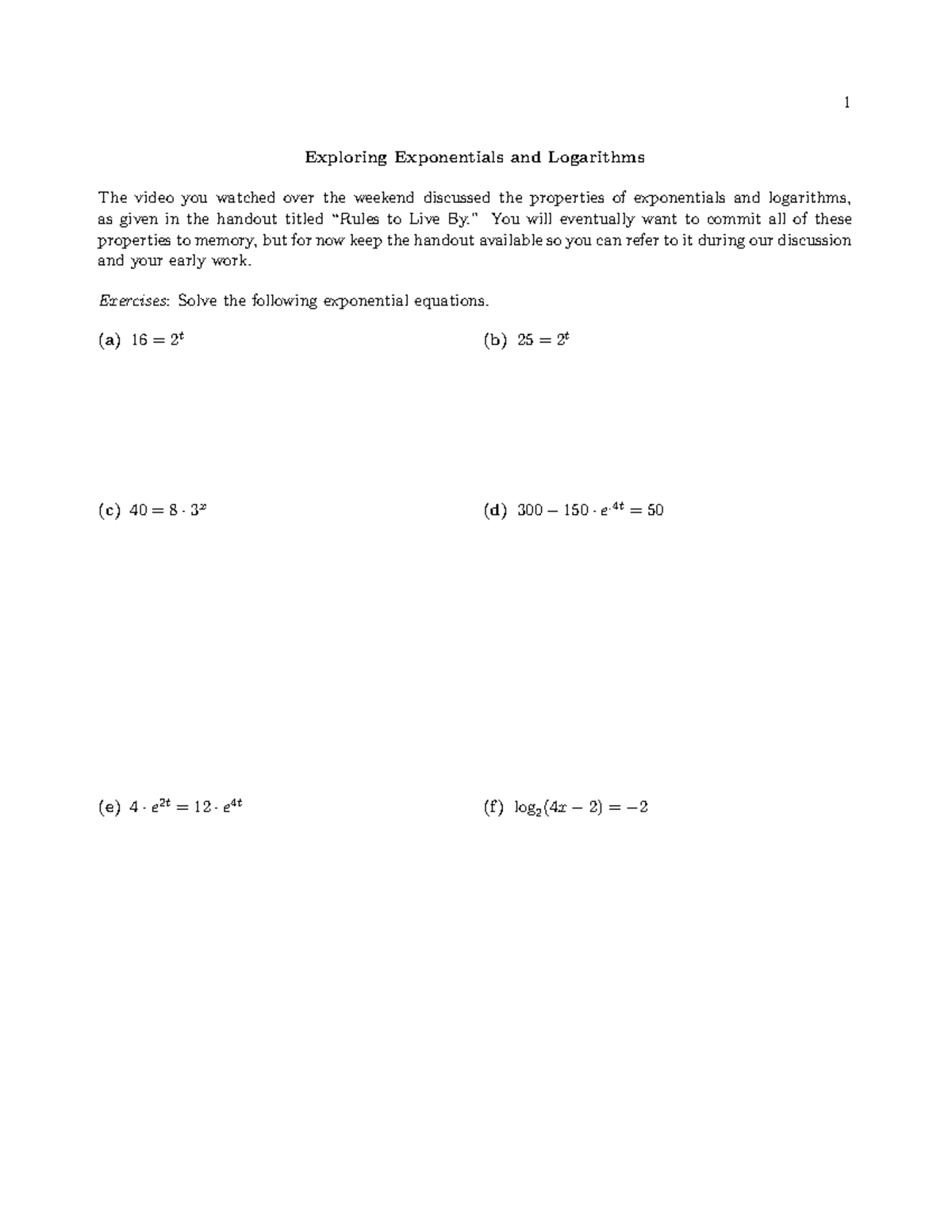 Exploring Exponentials & Logarithms: Properties & Exercises (MATH 101 ...