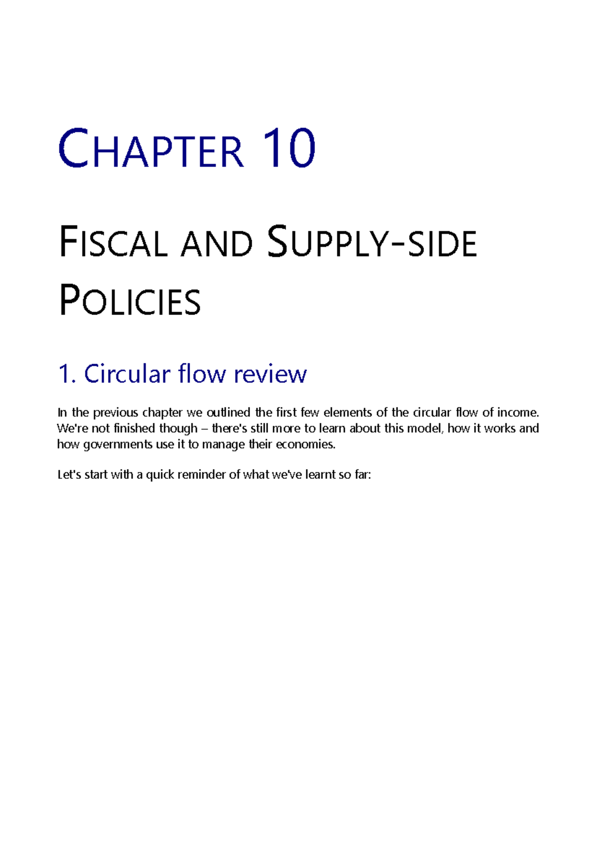 CHAPTER 10 FISCAL AND POLICIES: Lecture Notes on Economic Management ...
