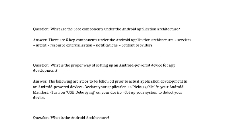 Android Application Architecture Overview and Key Components - Studocu