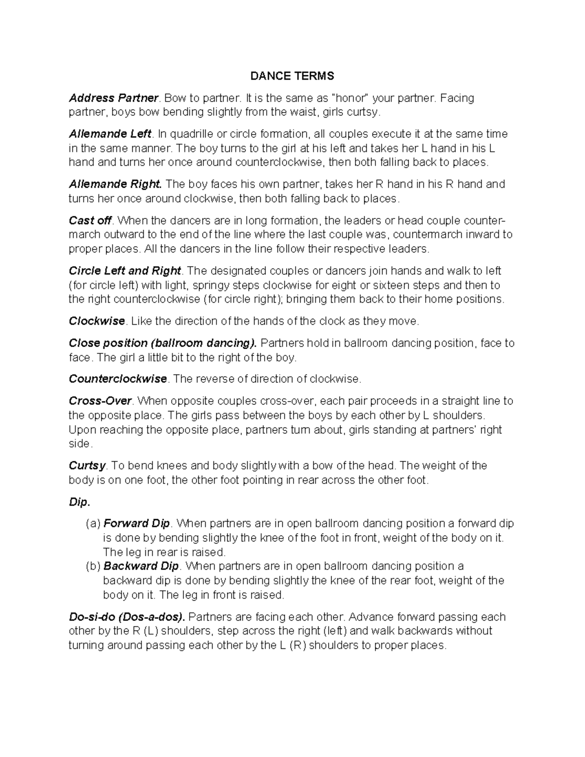 Dance Terminology: Key Terms and Definitions for Dancers - Studocu