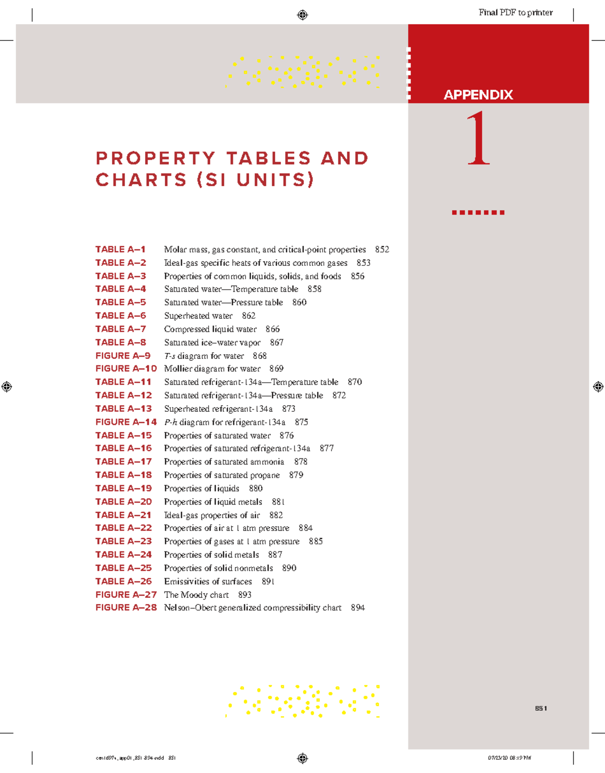 Final Exam Appendix A: Property Tables and Charts (SI Units) - Studocu