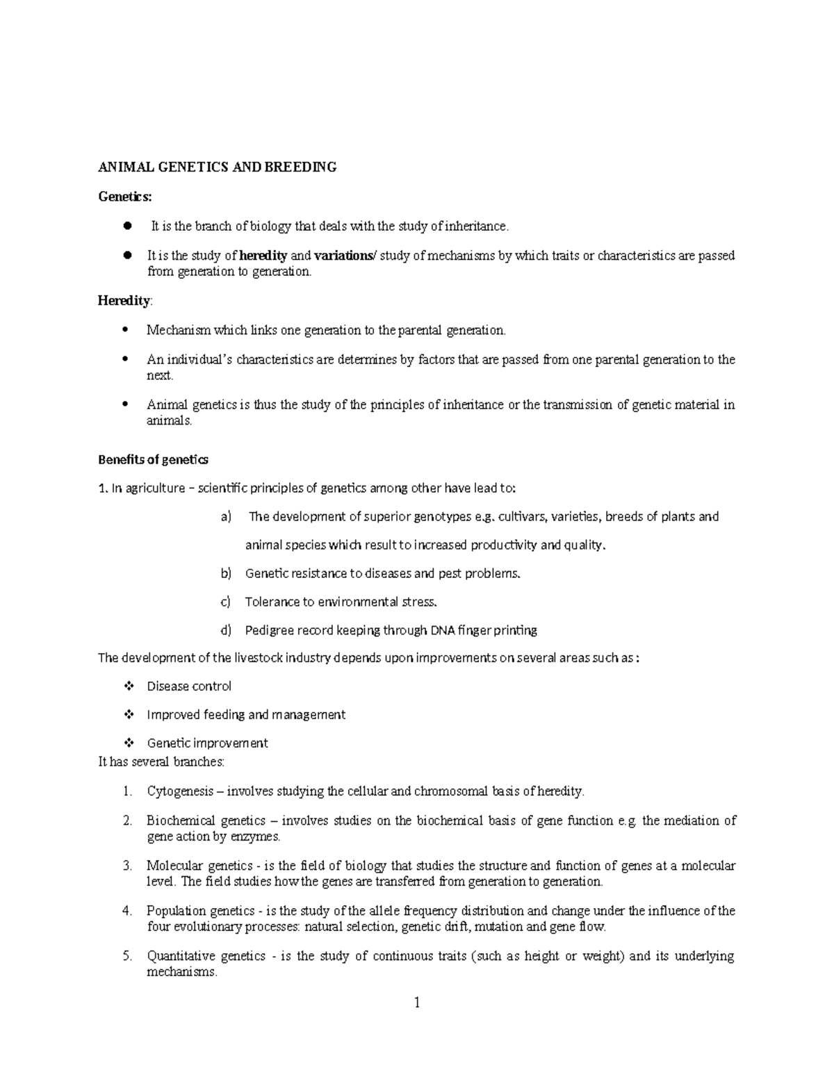## ANIMAL GENETICS AND BREEDING: Comprehensive Study Guide - Studocu