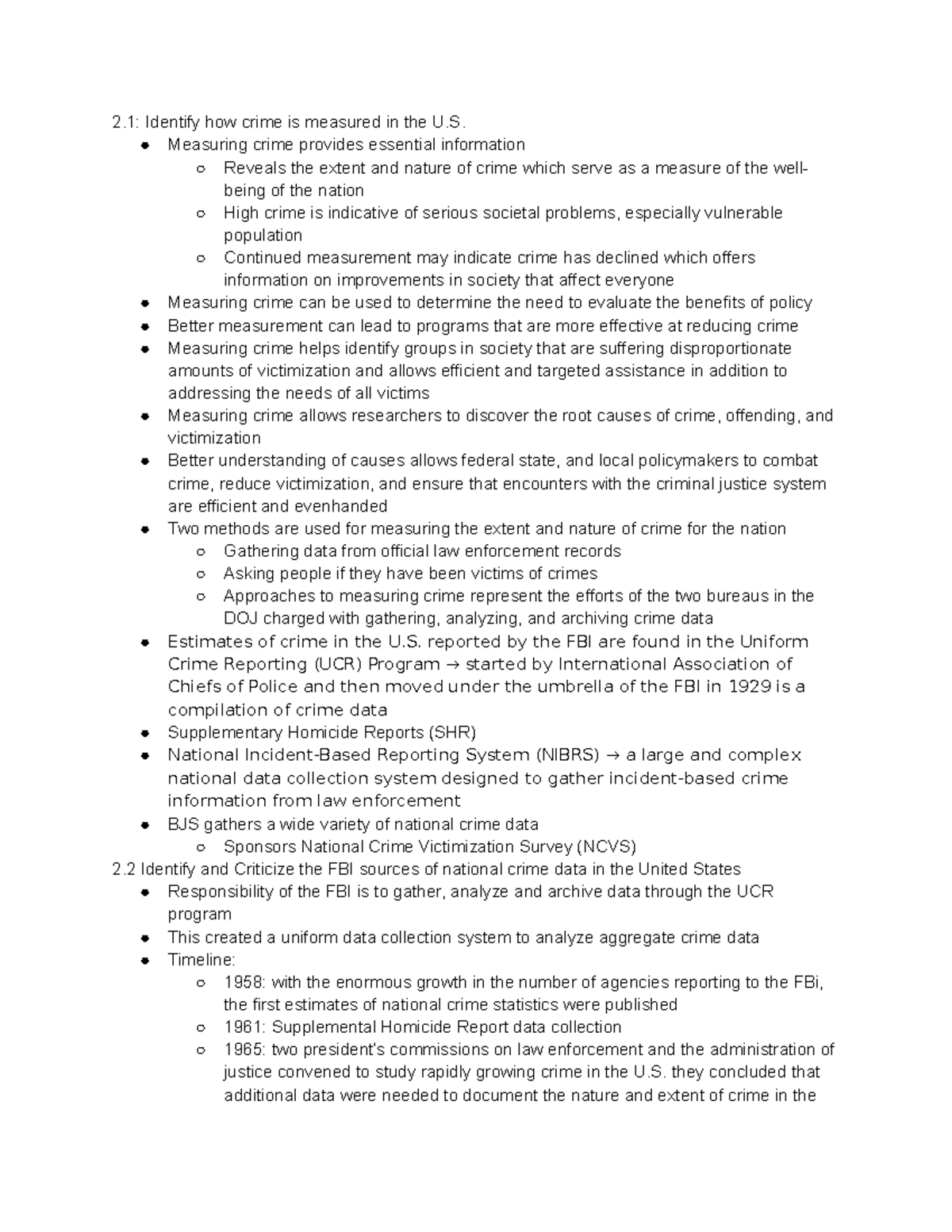 Chapter 2 Notes - Measuring Crime: U.S. Data Sources & Challenges - Studocu
