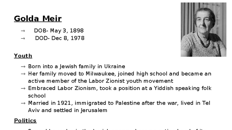 Golda Meir: A Life of Leadership and Legacy (Poster) - Studocu
