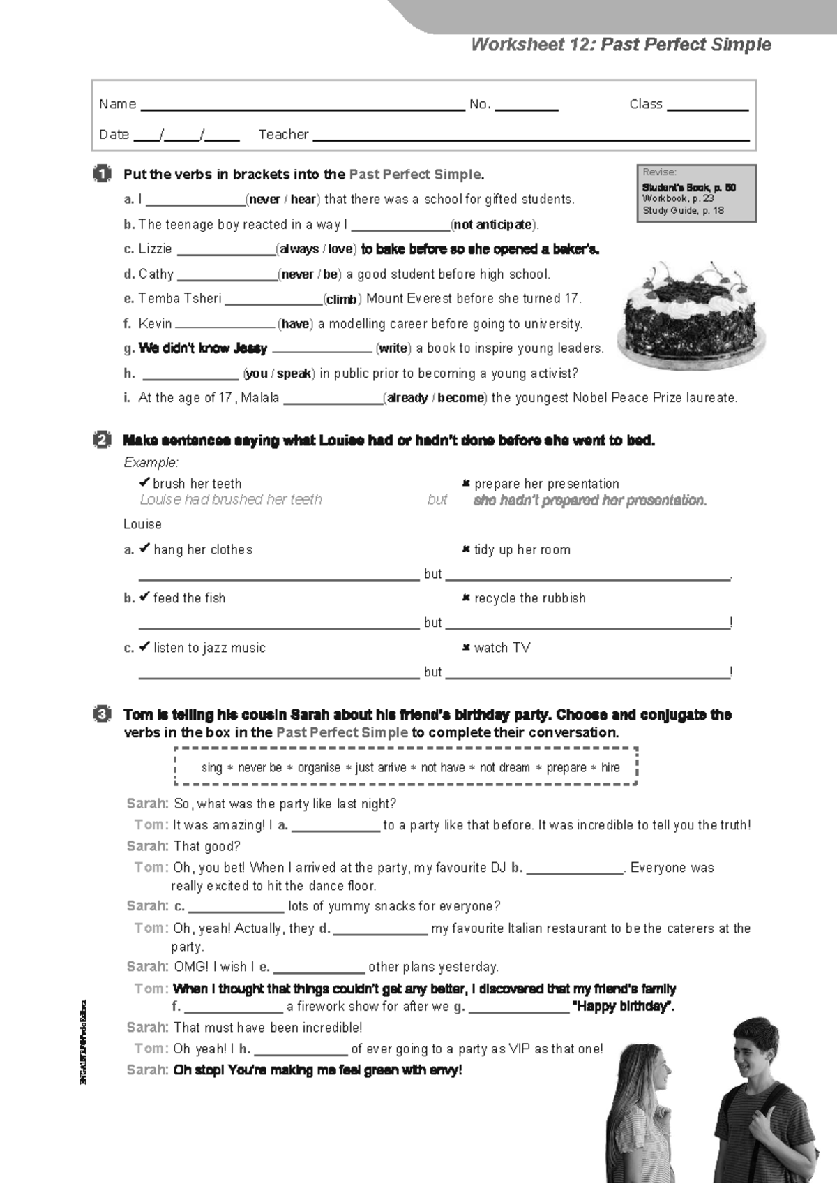 Inglés 2025: Worksheet 12 - Past Perfect Simple Exercises - Studocu