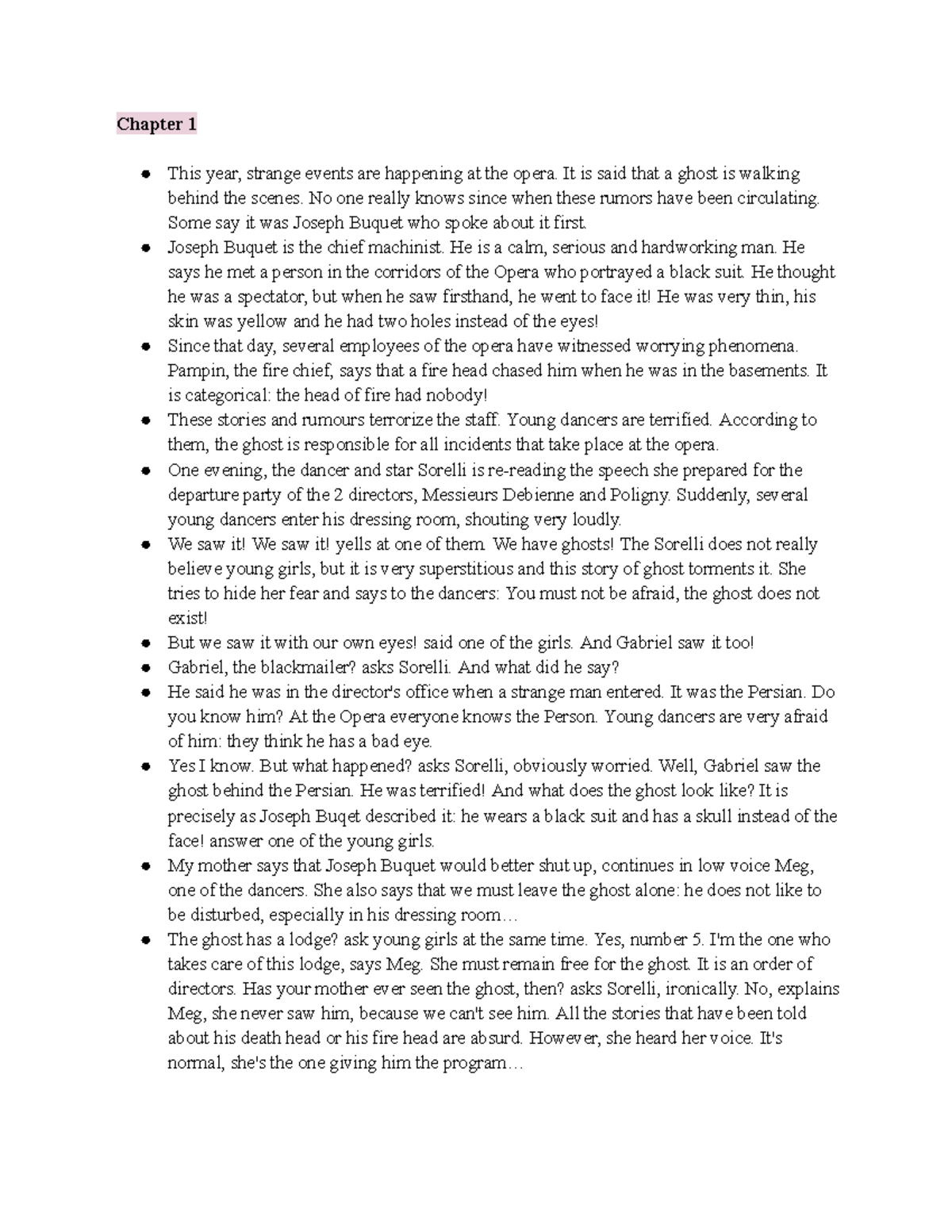Phantom of the Opera Chapter Notes - English Summary & Analysis - Studocu