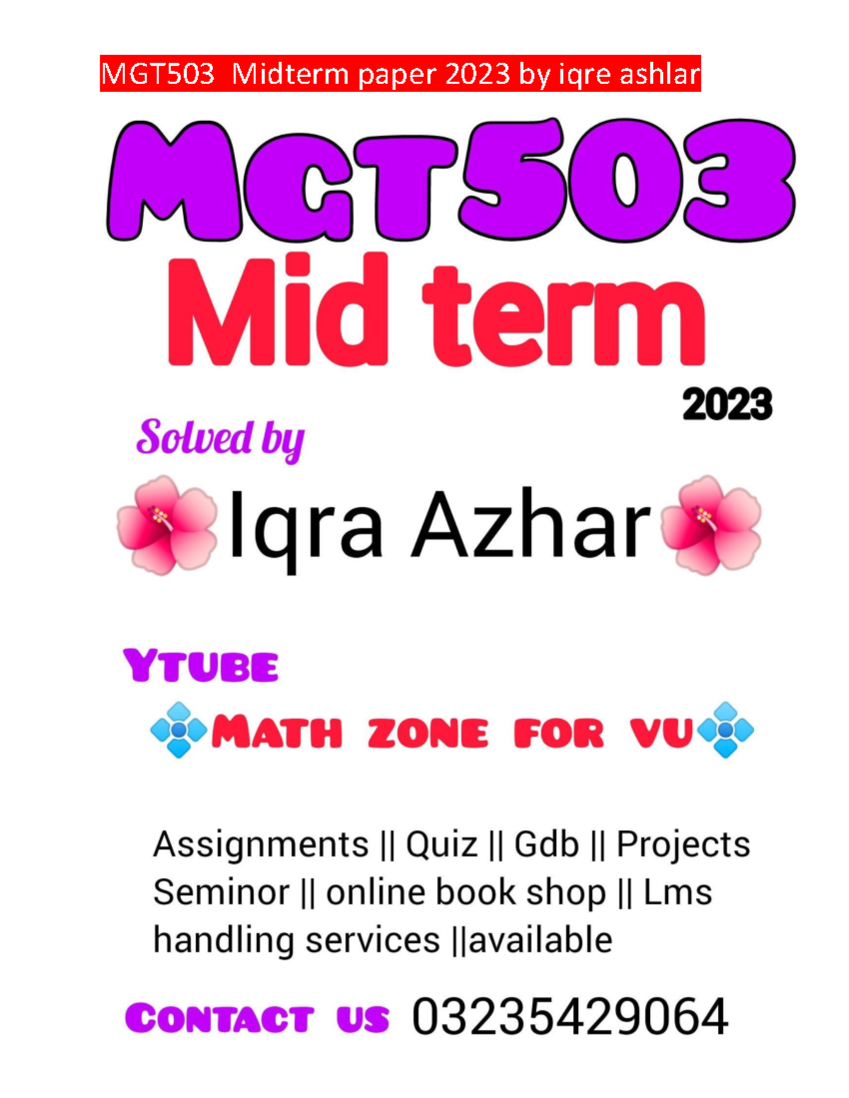 MGT503 Midterm Paper 2023 - Analyzing Key Management Theories - Studocu