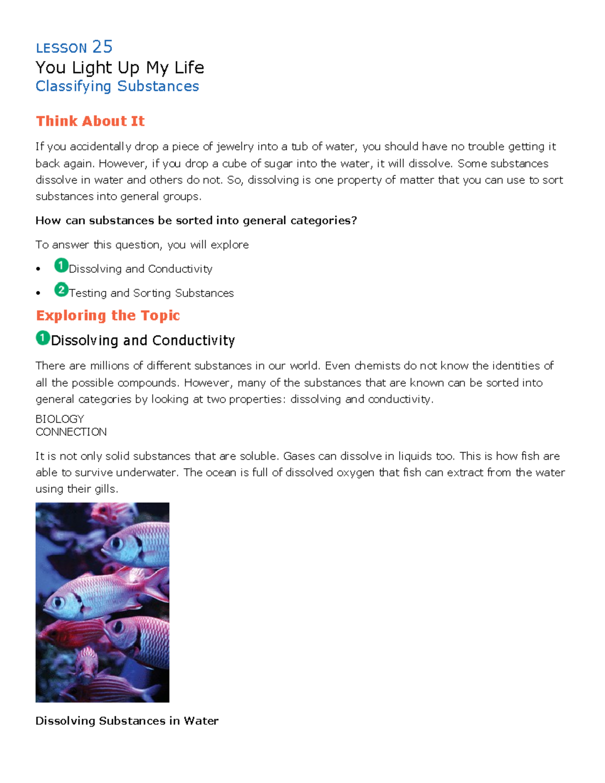 Lesson 25 Worksheet: Properties of Matter - Solubility & Conductivity ...