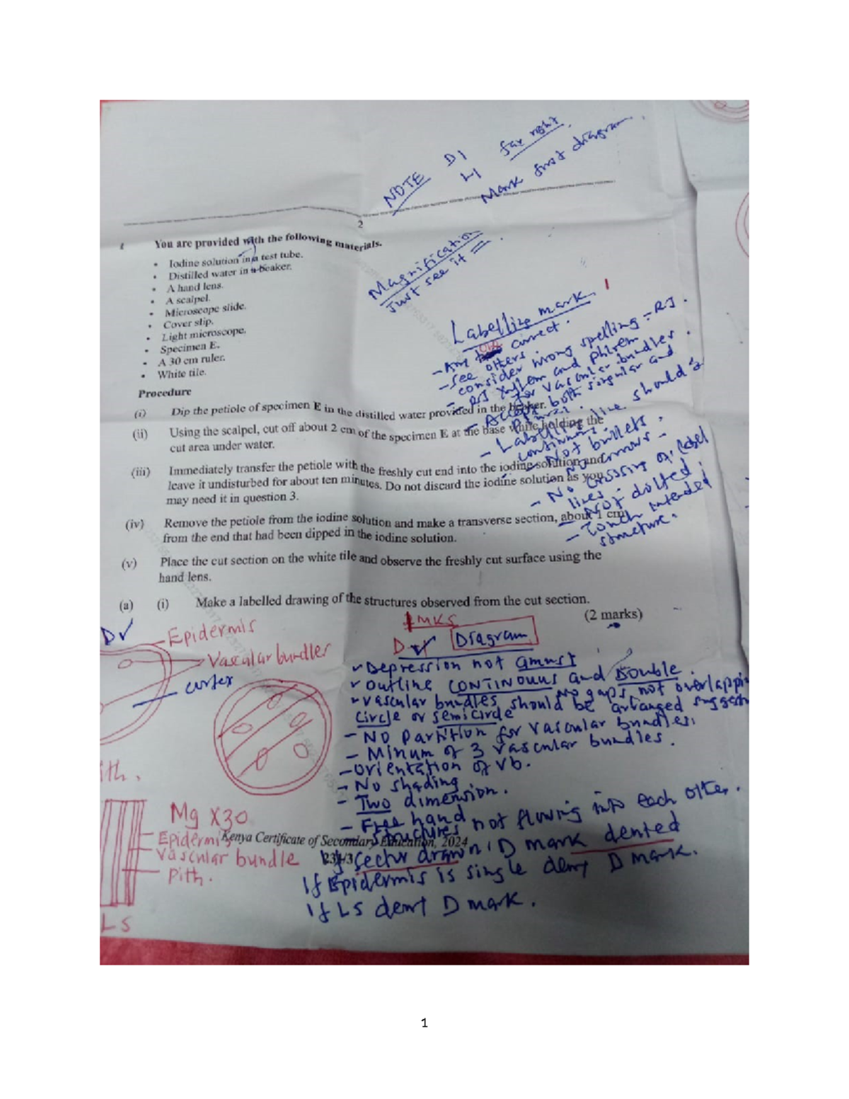 2024 KCSE BIO P3 MS - Practical Notes on Specimen Analysis - Studocu