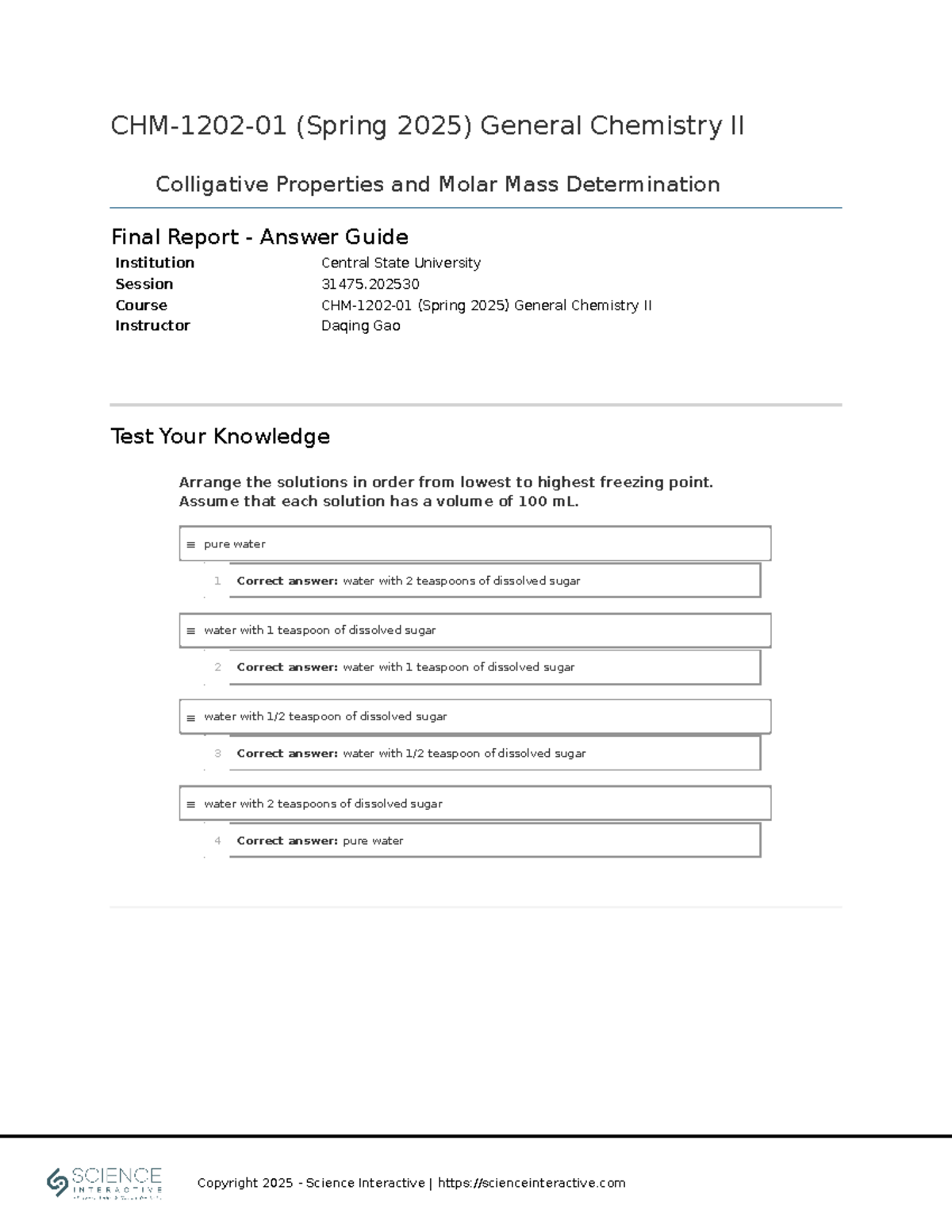CHM-1202-01 Final Report: Colligative Properties & Molar Mass Guide ...