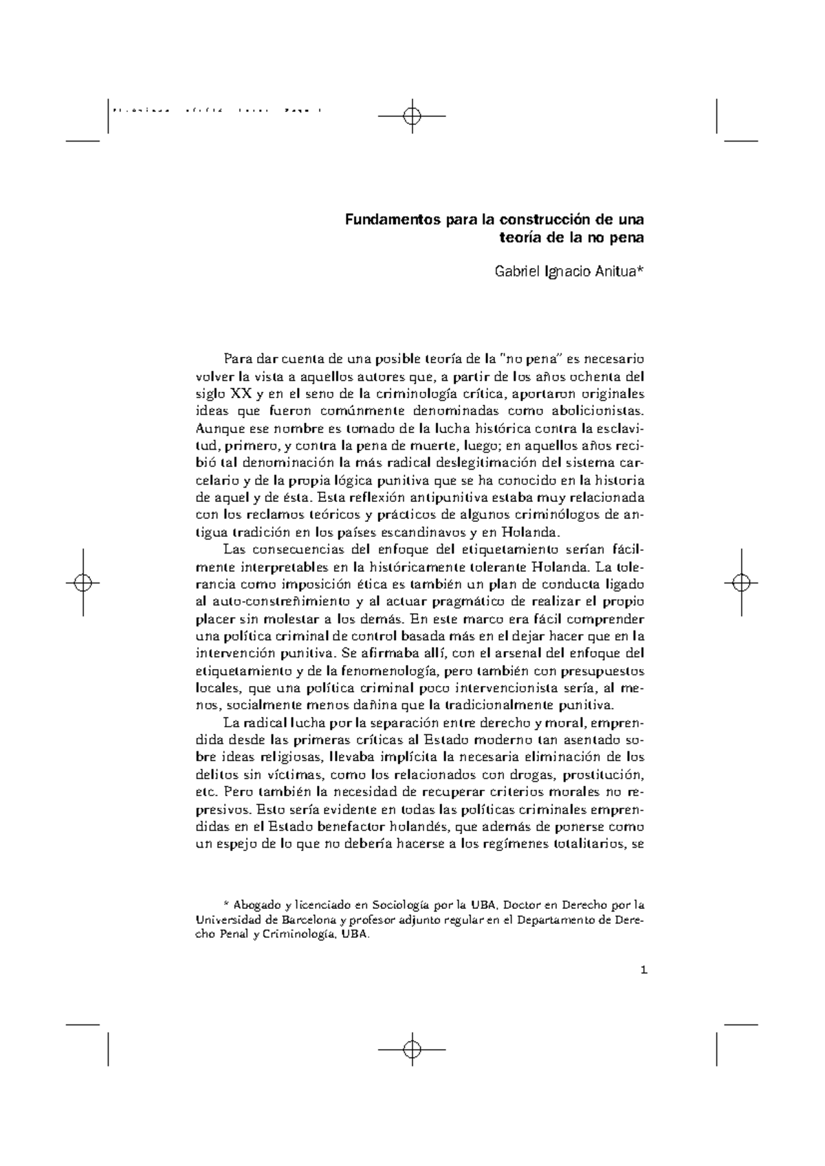 Fundamentos para la Teoría de la No Pena - GIA - Studocu