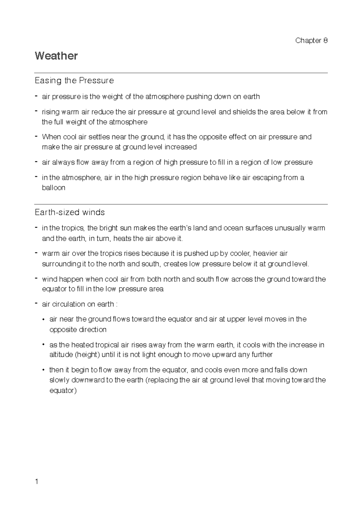 Science Notes: Chapter 8 - Weather and Air Pressure Dynamics - Studocu