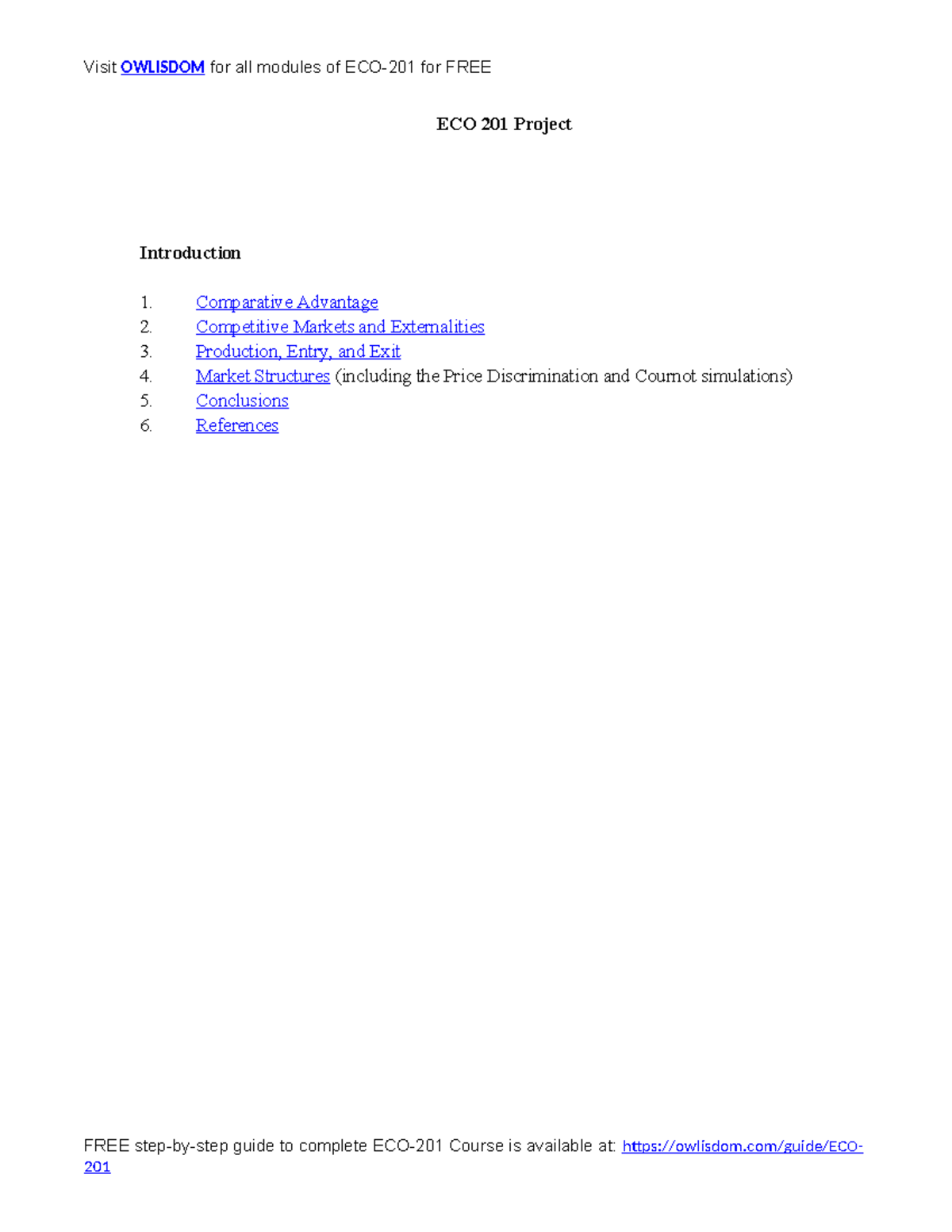 ECO 201 Final Project: Comparative Advantage & Market Structures Analysis - Studocu