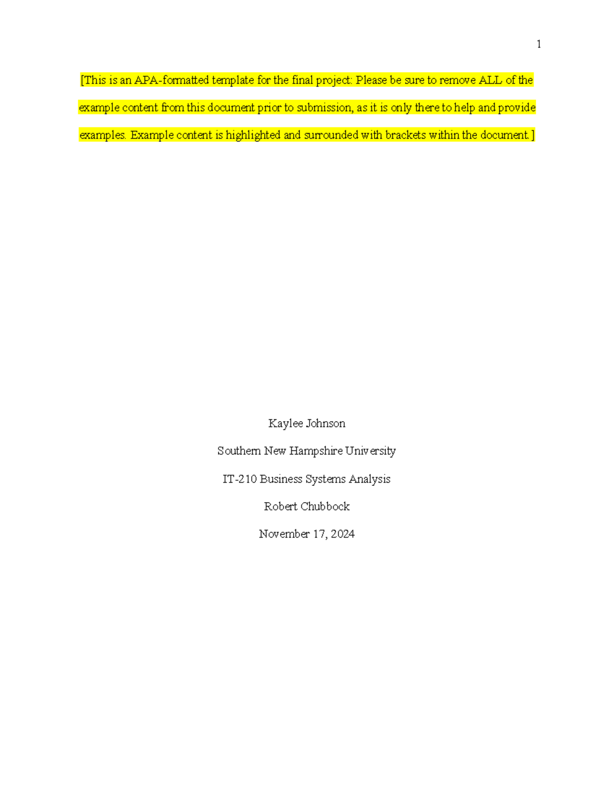 IT 210 Final Project Template week 5 - 1 [This is an APA-formatted ...