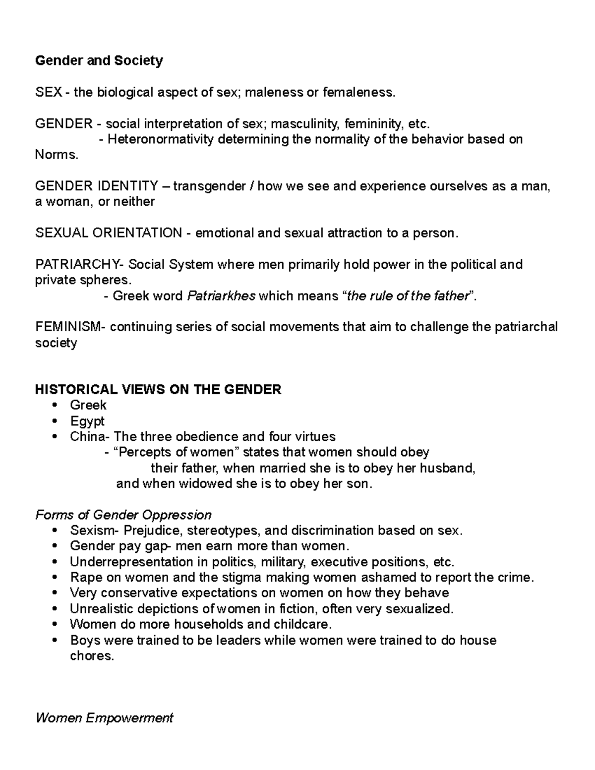 Gender and Society Lesson 1-9: Key Concepts and Insights - Studocu