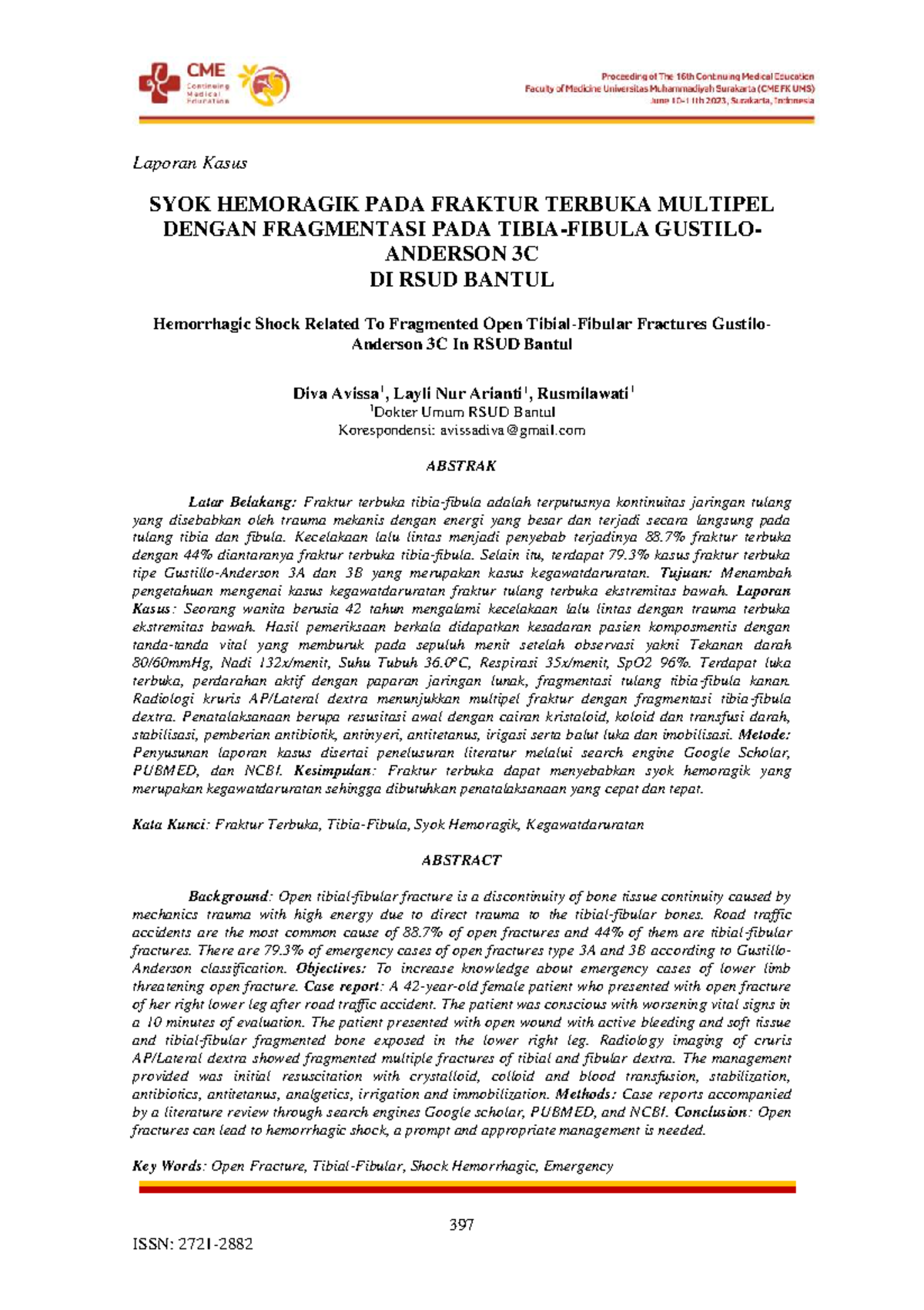 Laporan Kasus Fraktur Terbuka Tipe Gustilo-Anderson 3C dan Syok ...