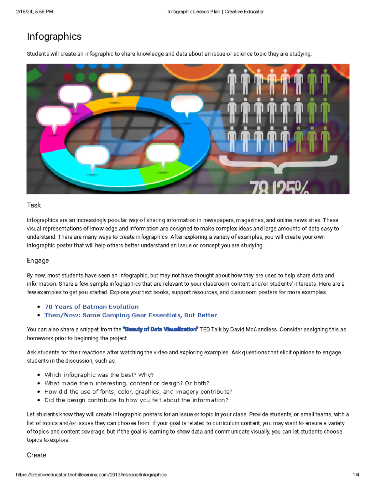 Infographic Lesson Plan Creative Educator - Infographics Students will ...