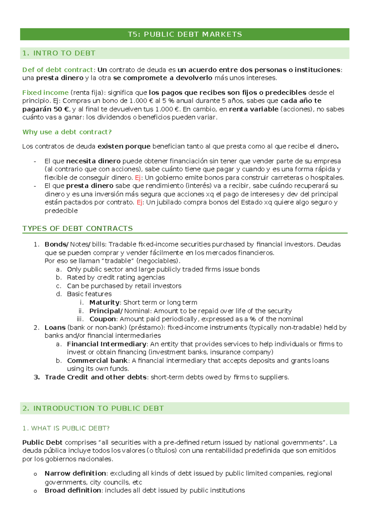 T5: Public Debt Markets - Introduction and Key Concepts - Studocu