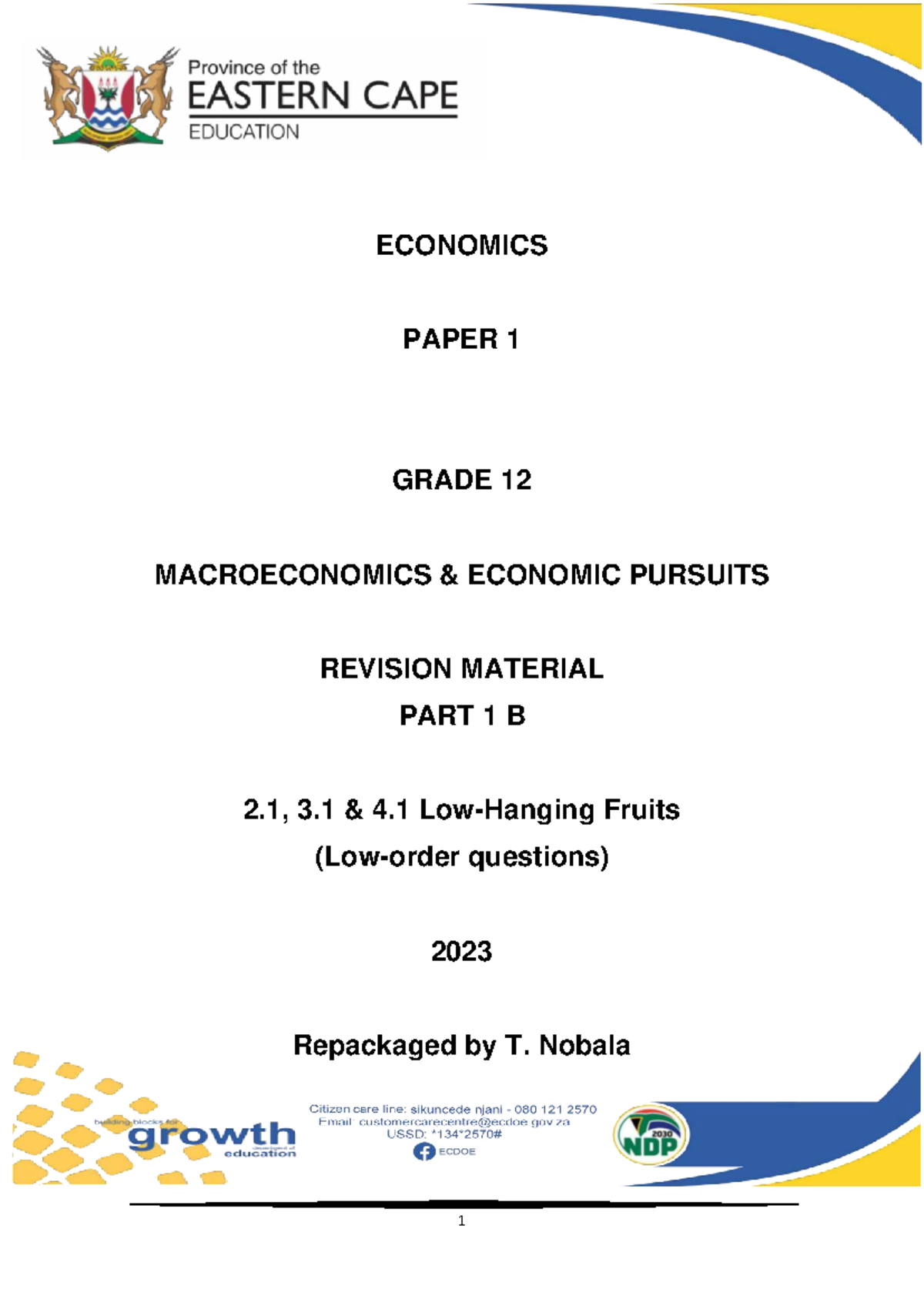 ECON P1 GRADE 12 MACROECONOMICS 2023 SECTION B PREP EXAM Q&A - Studocu