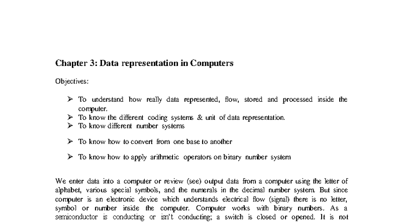 Chapter 3: Data Representation in Computers (CS101) - Studocu