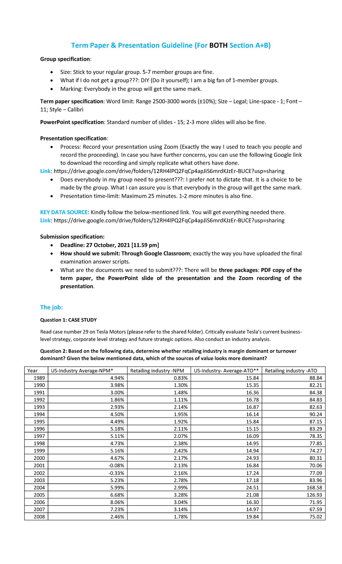 TERM Paper & Presentation Guidelines for Course XYZ 101 (Section A+B ...