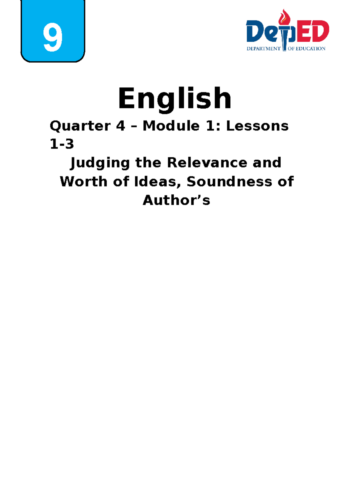 English-9-Quarter-4-Module-1-Lessons-1-2-3-Weeks - Studocu