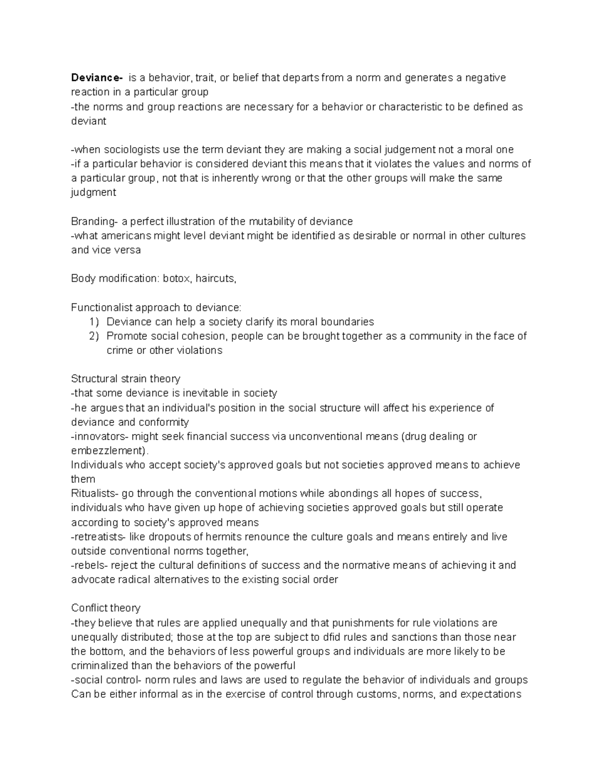 Chapter 6 Notes - Summary of Deviance in "The Real World: An Intro to ...