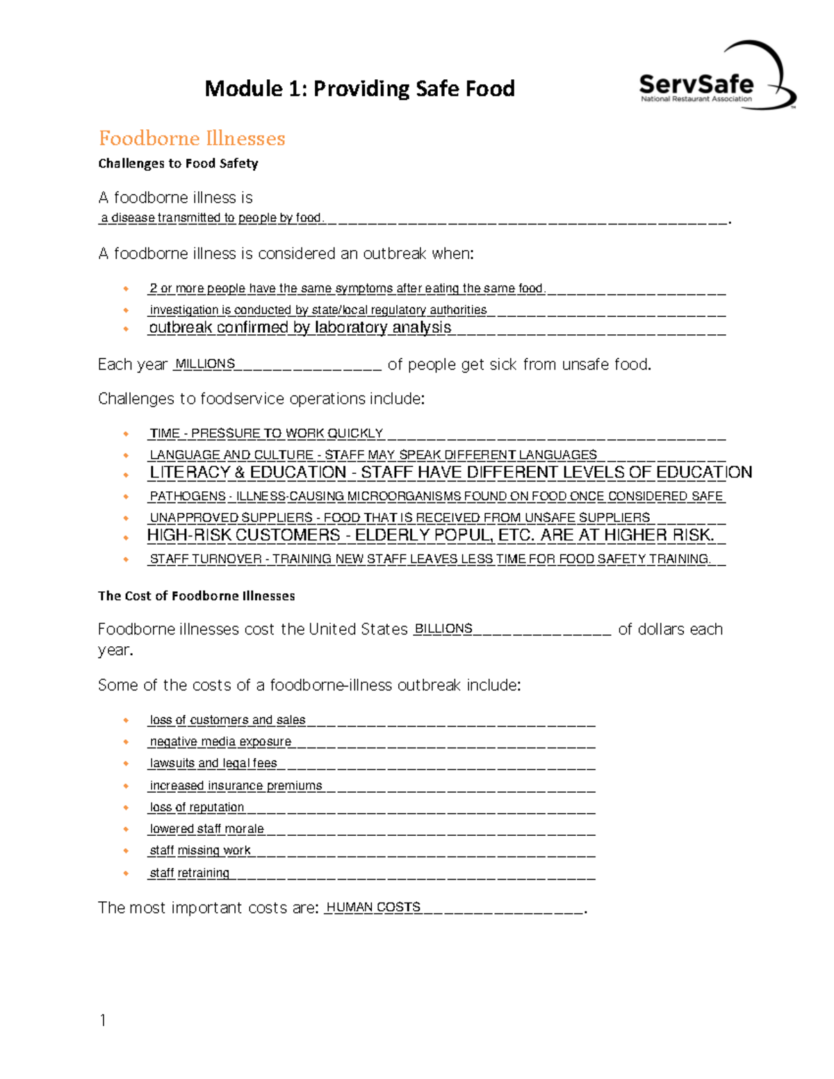 Food Safety Study Guide for Health Module 1 & 2 - Studocu